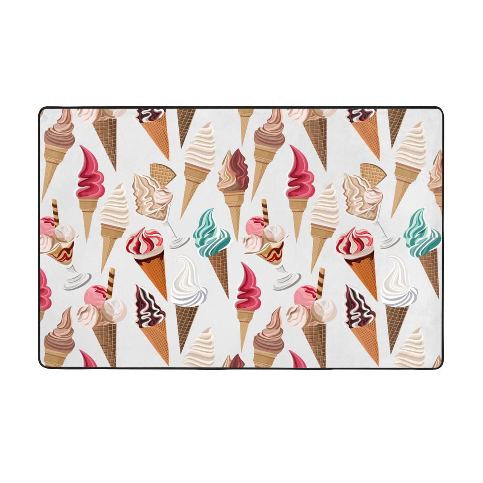 Area Rugs For Living Room Decor - Cartoon Ice Cream Print Anti Slip ...
