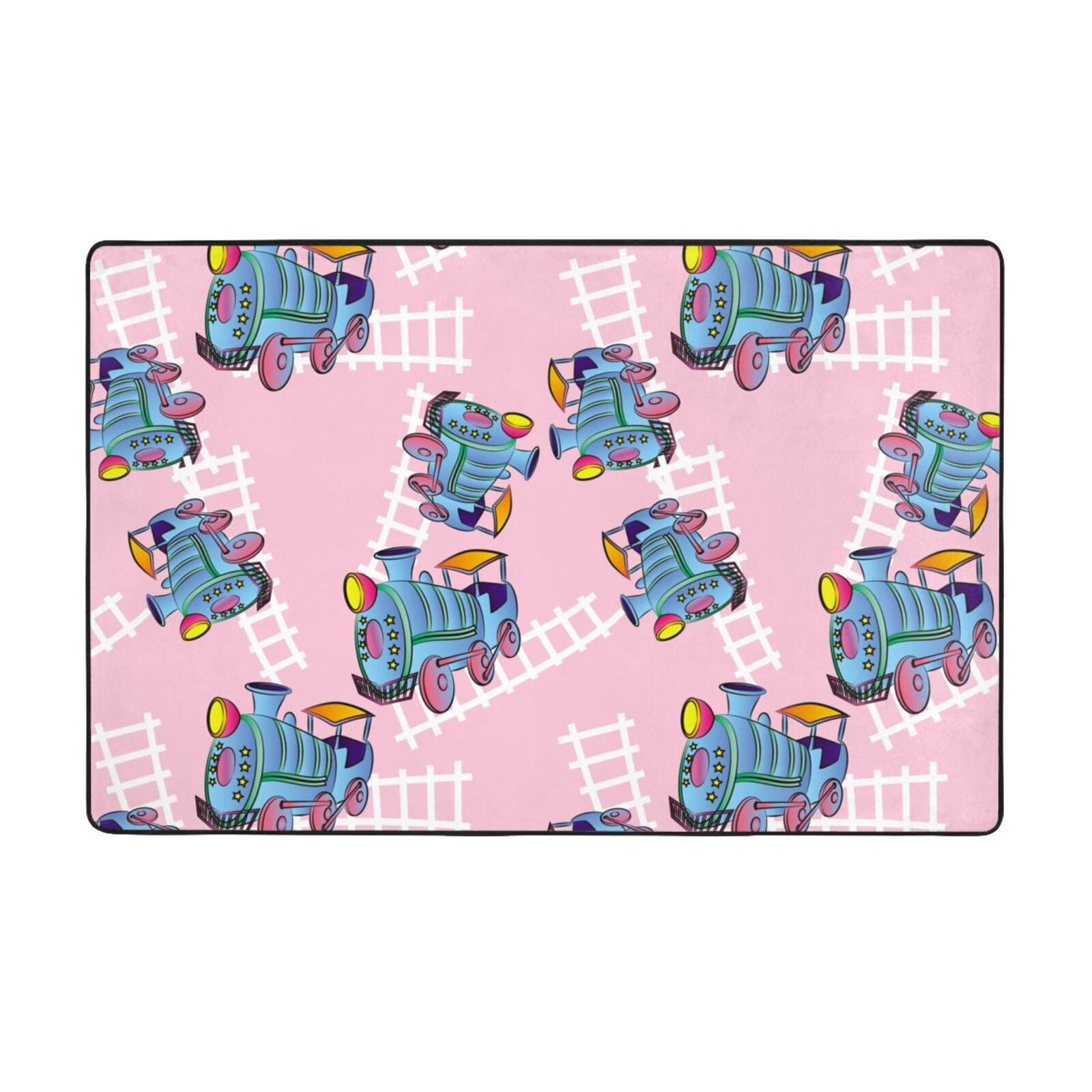 Area Rugs For Living Room Decor - Cartoon Trains Pattern Anti Slip ...
