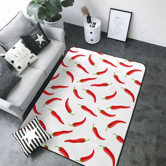 Area Rugs For Living Room Decor - Chili Pepper red pattern Soft Anti ...