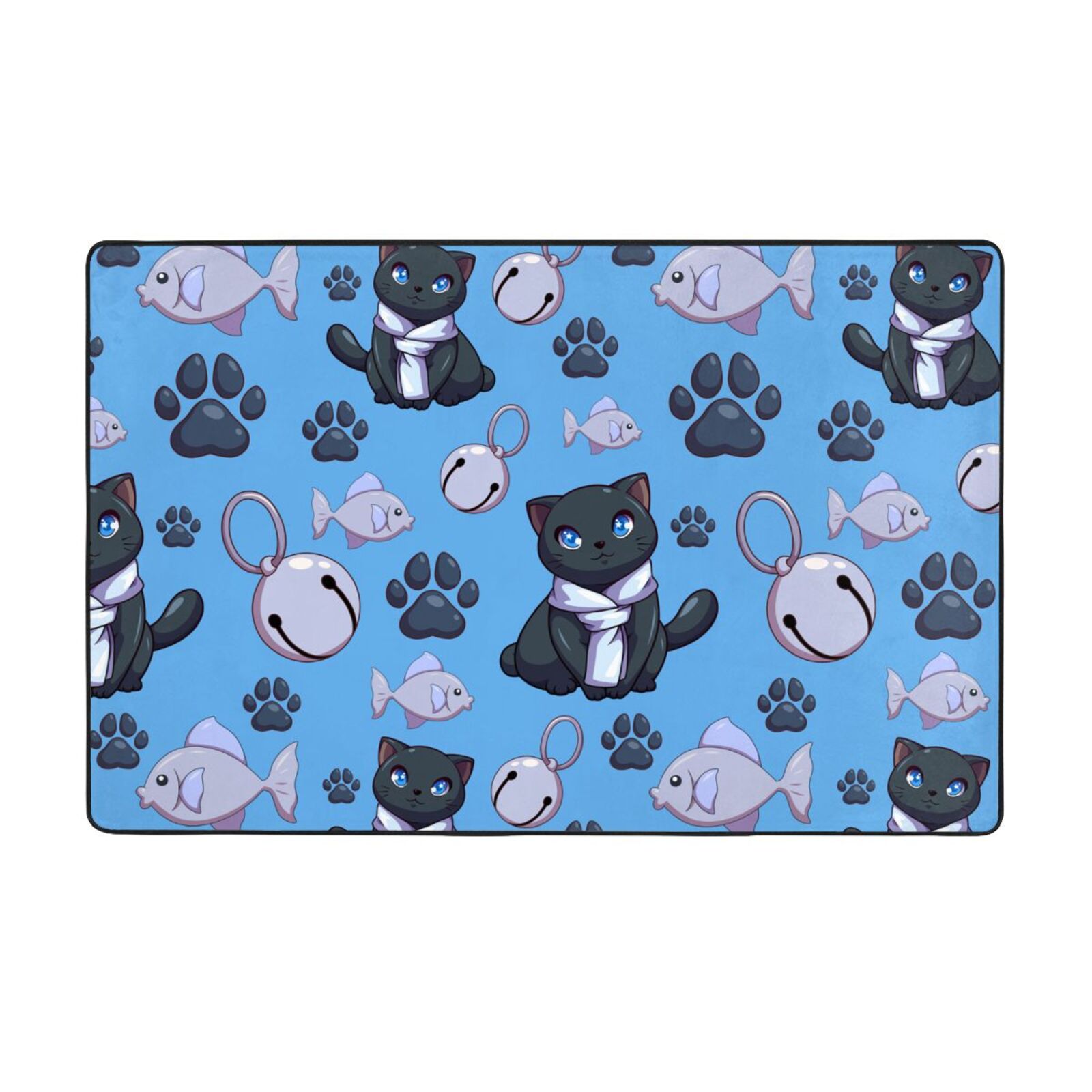 Area Rugs For Living Room Decor - Classic Katong Cat Fish Blue Anti ...