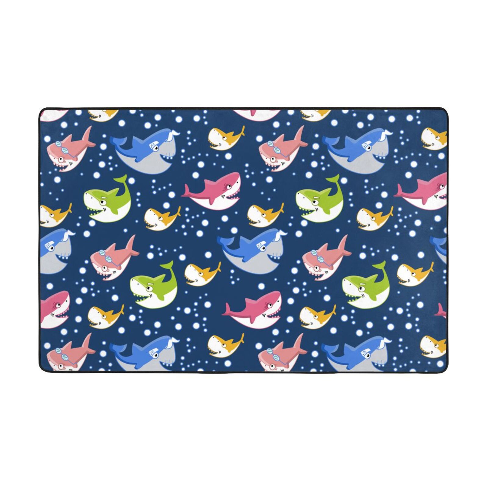 Area Rugs For Living Room Decor - Colorful Cartoon Funny Cute Shark ...
