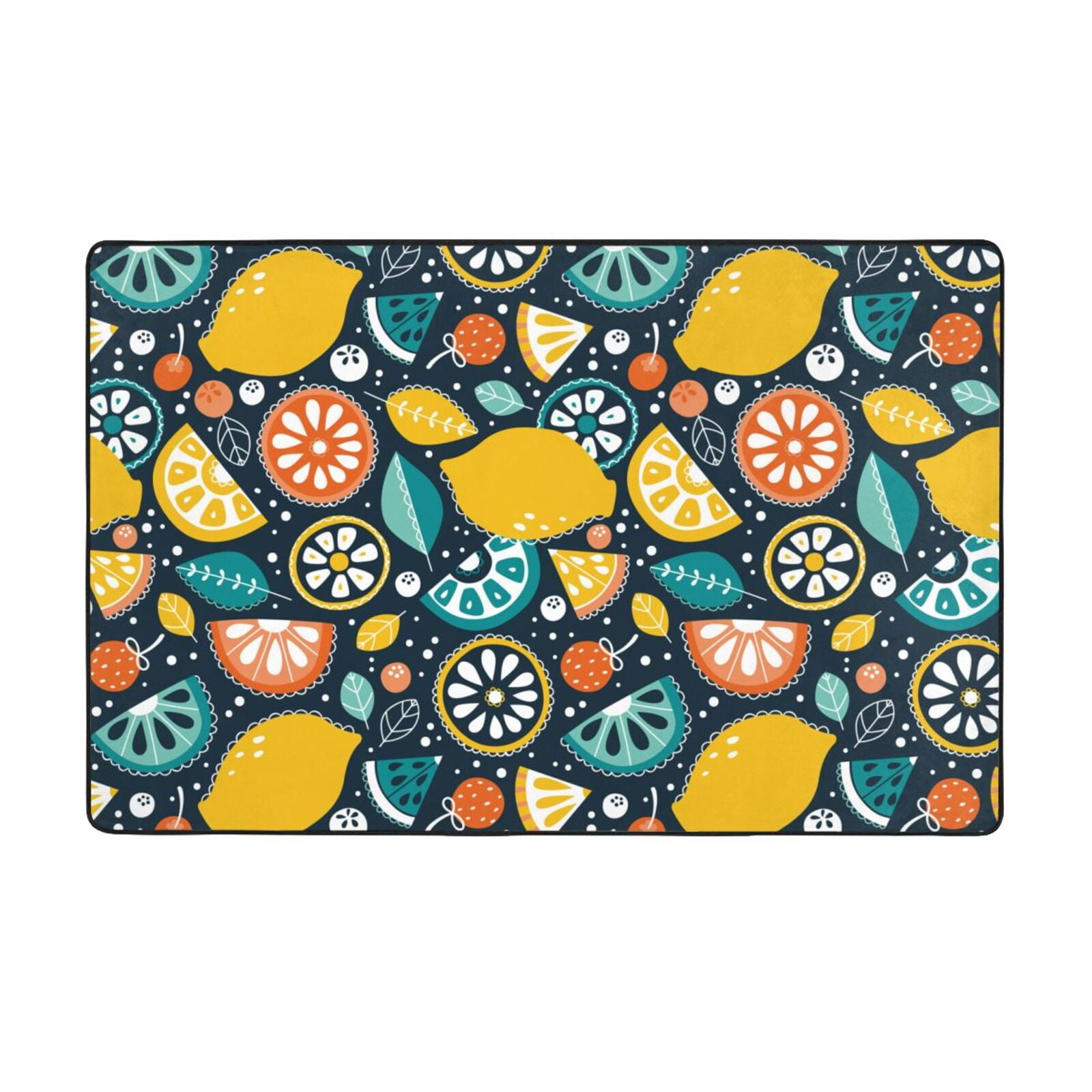 Area Rugs For Living Room Decor - Colorful Lemon Print Anti Slip Throw ...