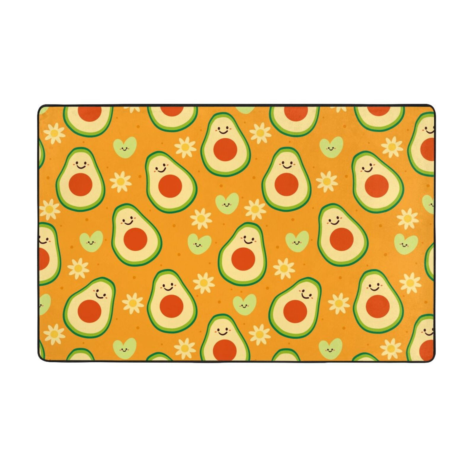 Area Rugs For Living Room Decor - Cute Avocado Orange Flower Anti Slip ...