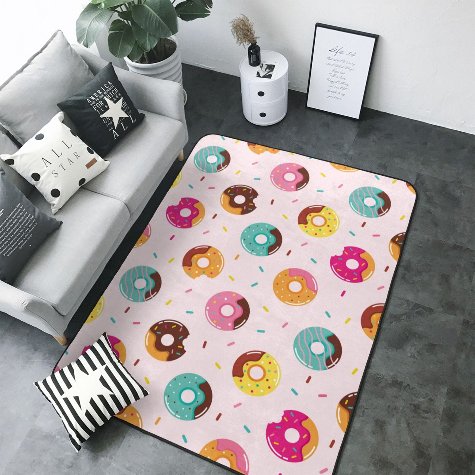 Area Rugs For Living Room Decor - Cute Cartoon Mini Donut Anti Slip ...