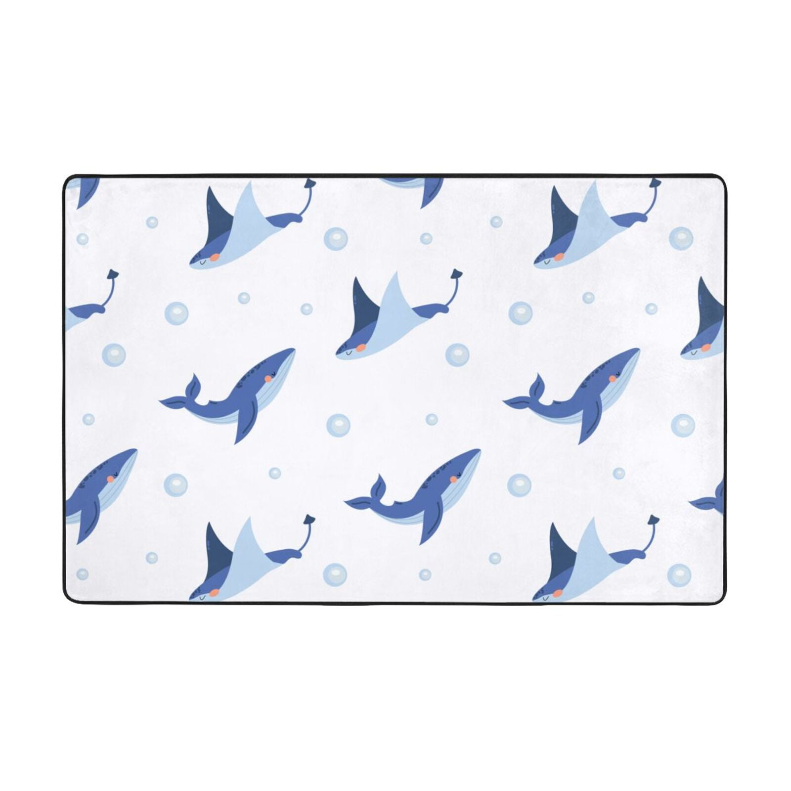 Area Rugs For Living Room Decor - Cute Whales Stingrays Bubbles Anti ...
