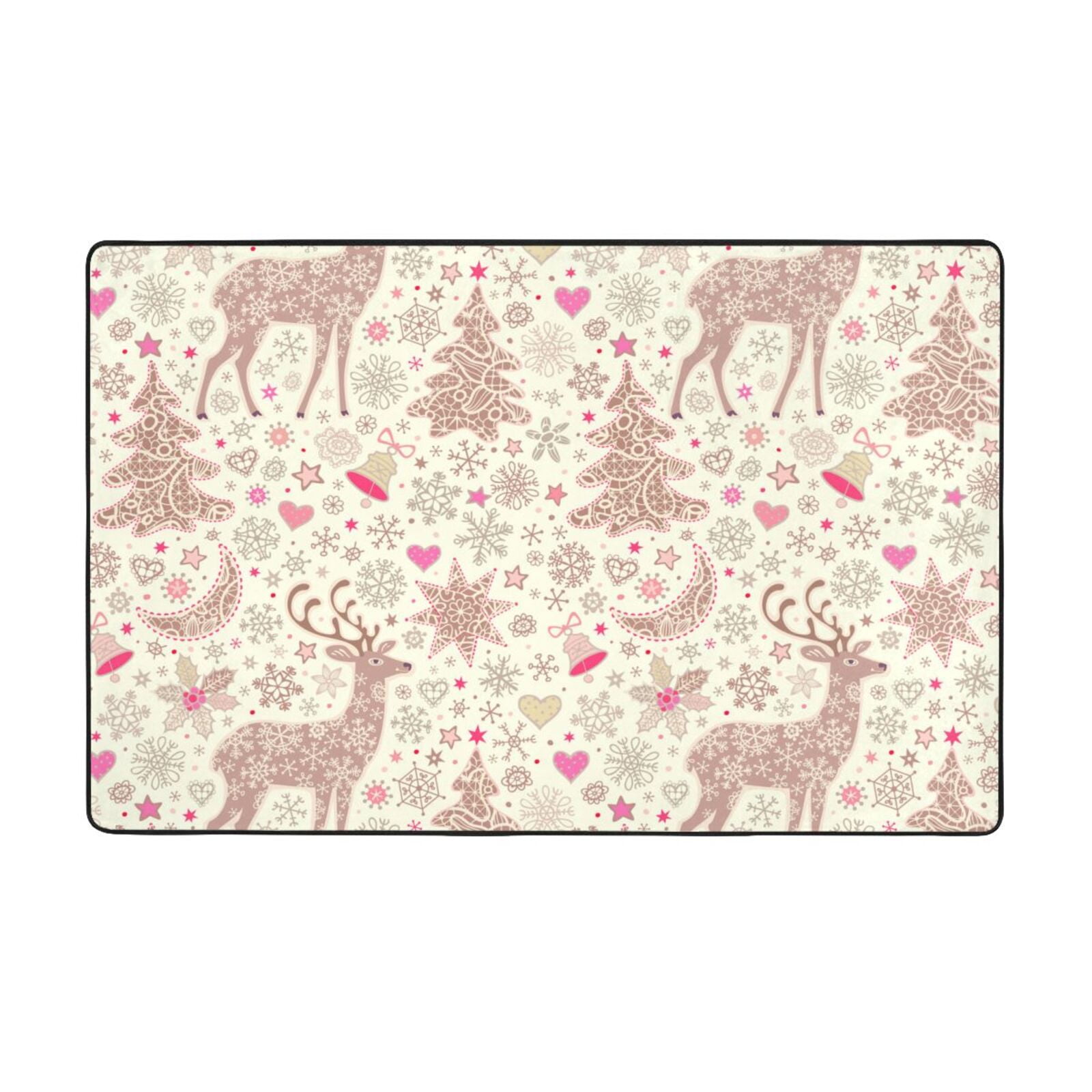 Area Rugs For Living Room Decor - Deer Bells Moon Christmas Tree Anti ...
