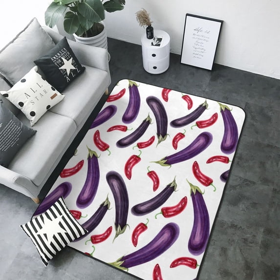 Area Rugs For Living Room Decor - Eggplant chili Print Soft Anti Slip ...