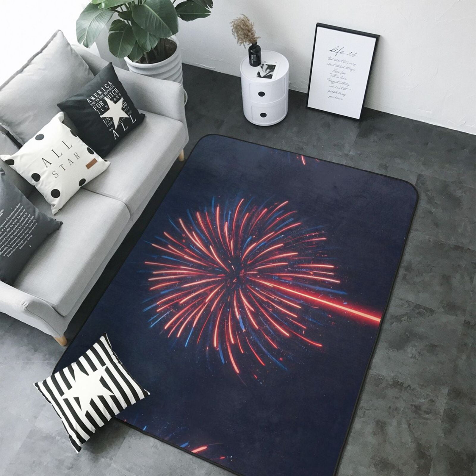 Area Rugs For Living Room Decor - Fireworks3 Soft Anti Slip Throw ...