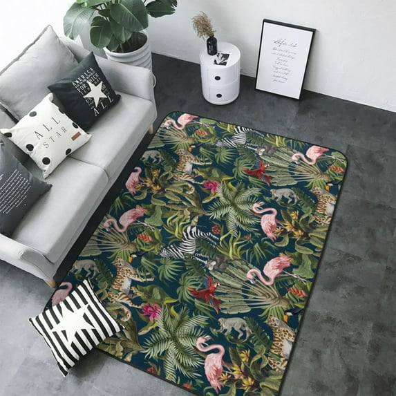 Area Rugs For Living Room Decor - Hawaiian Style Flamingo Zebra Soft ...