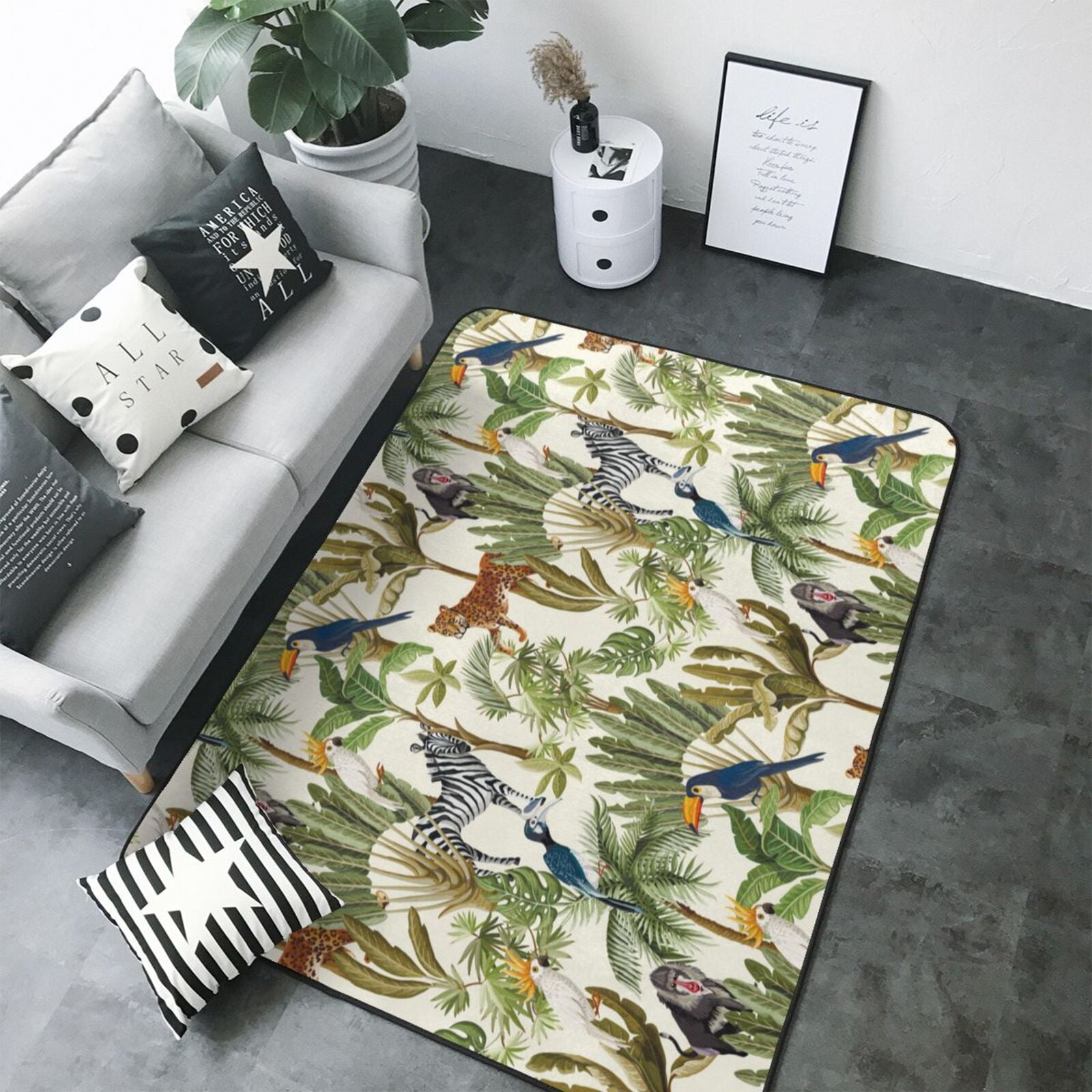 Area Rugs For Living Room Decor - Jungle animals Soft Anti Slip Throw ...