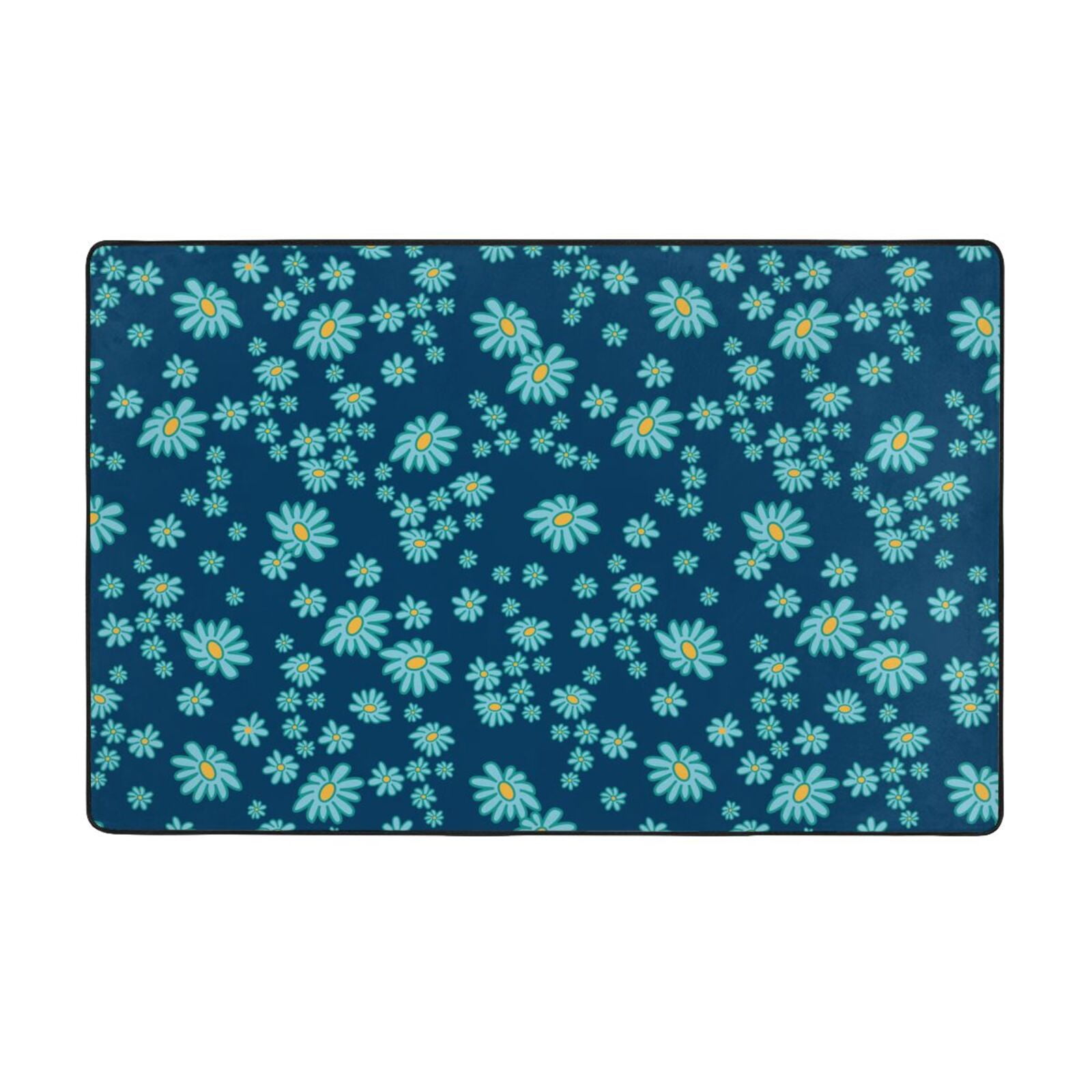 Area Rugs For Living Room Decor - Light Blue Daisies Flowers Anti Slip ...