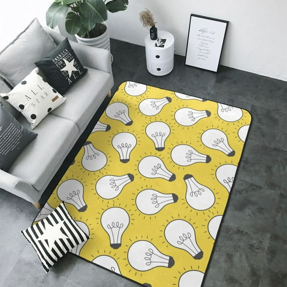 Area Rugs For Living Room Decor - Light Bulb Print yellow Anti Slip ...