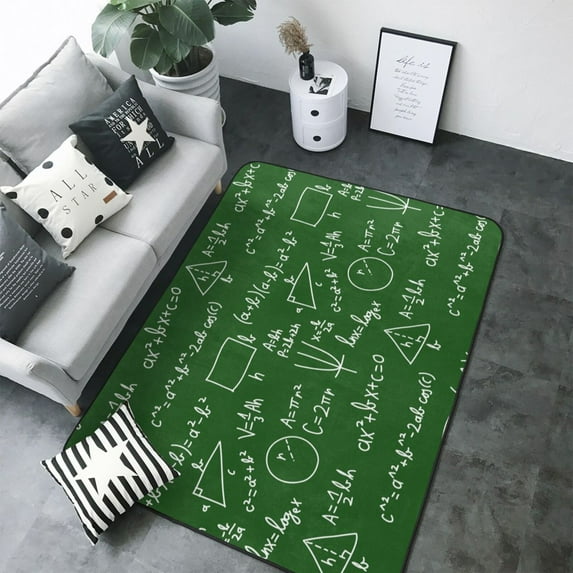 Area Rugs For Living Room Decor - Math equation green Anti Slip Throw Washable Rugs 5x7 For ...