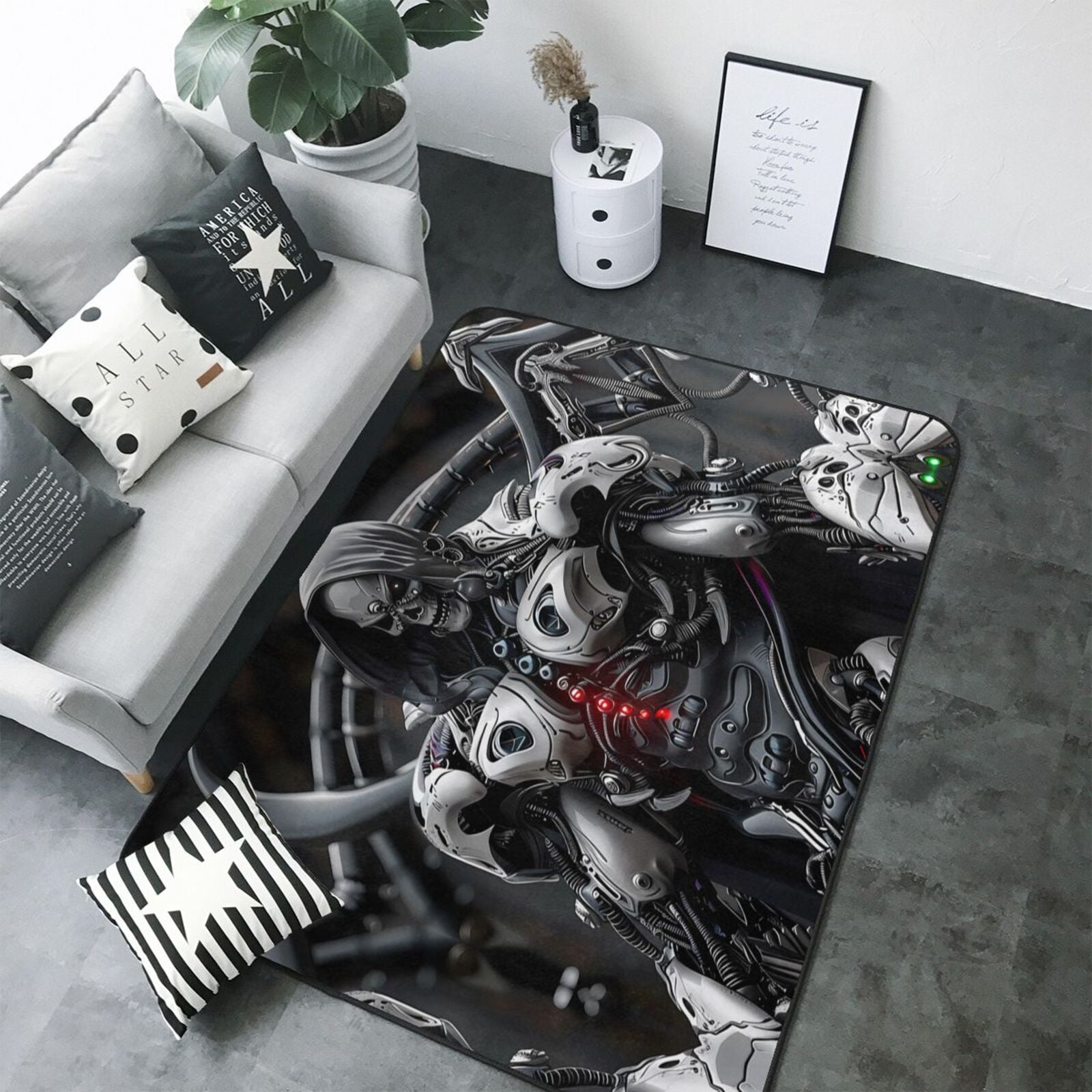 Area Rugs For Living Room Decor - Mecha Skeleton Warrior Soft Anti Slip ...