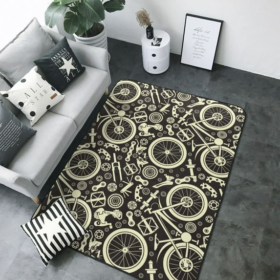 Area Rugs For Living Room Decor - Mechanical Bike Pattern Anti Slip Throw Washable Rugs 5x7 For ...