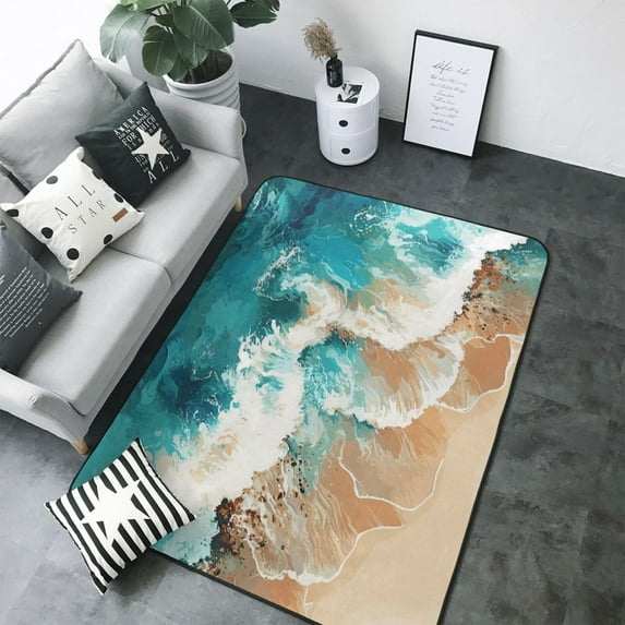 Area Rugs For Living Room Decor - Ocean Wave Crash Anti Slip Throw ...