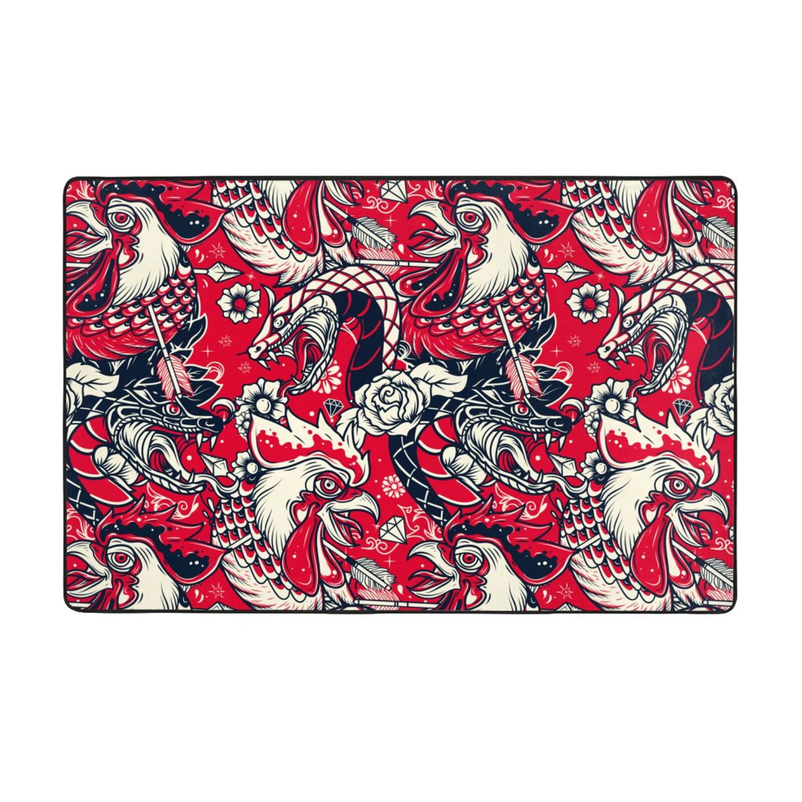 Area Rugs For Living Room Decor - Rooster Head Anti Slip Throw Washable ...