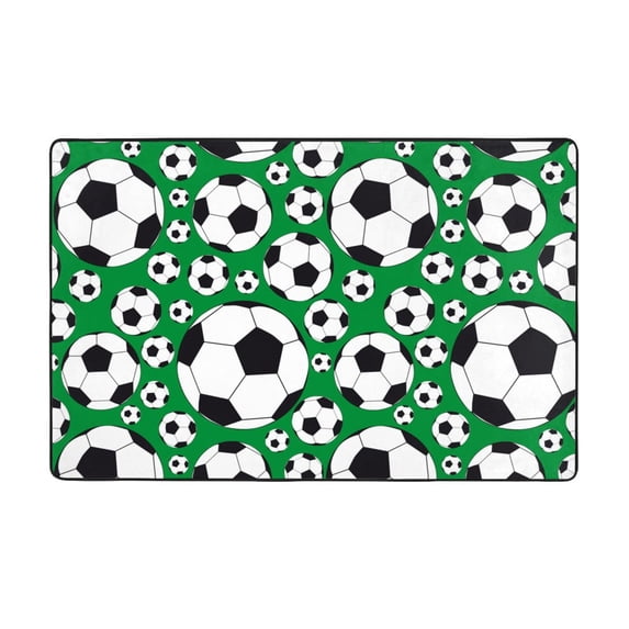 Area Rugs For Living Room Decor - Soccer Balls Green Print Anti Slip ...