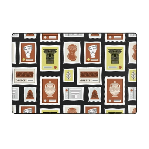 Area Rugs For Living Room Decor - Stamp Pattern Colorful Anti Slip ...