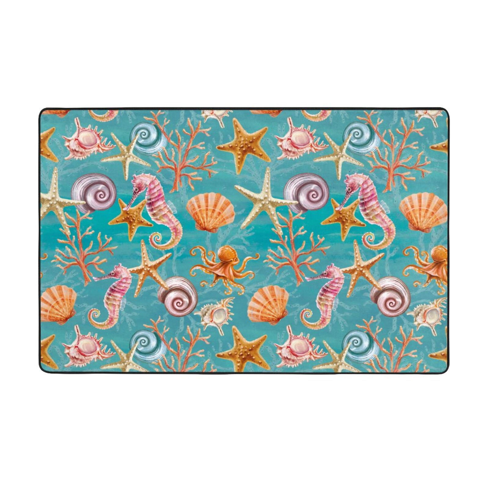 Area Rugs For Living Room Decor - Starfish Seahorse Scallops Anti Slip ...