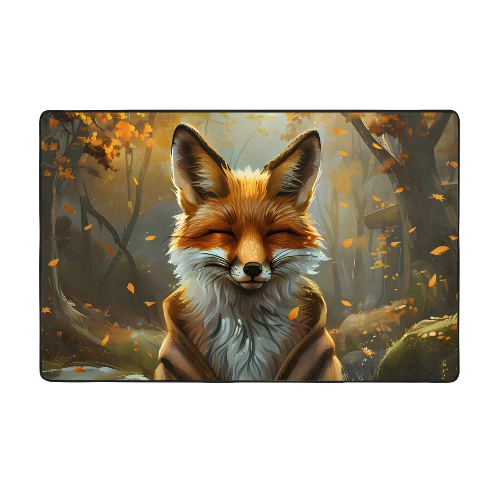 Area Rugs For Living Room Decor - Streamside Meditating Fox Anti Slip ...