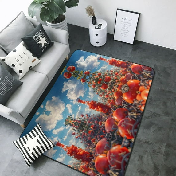 Area Rugs For Living Room Decor - Tomato Field Bottle Anti Slip Throw ...