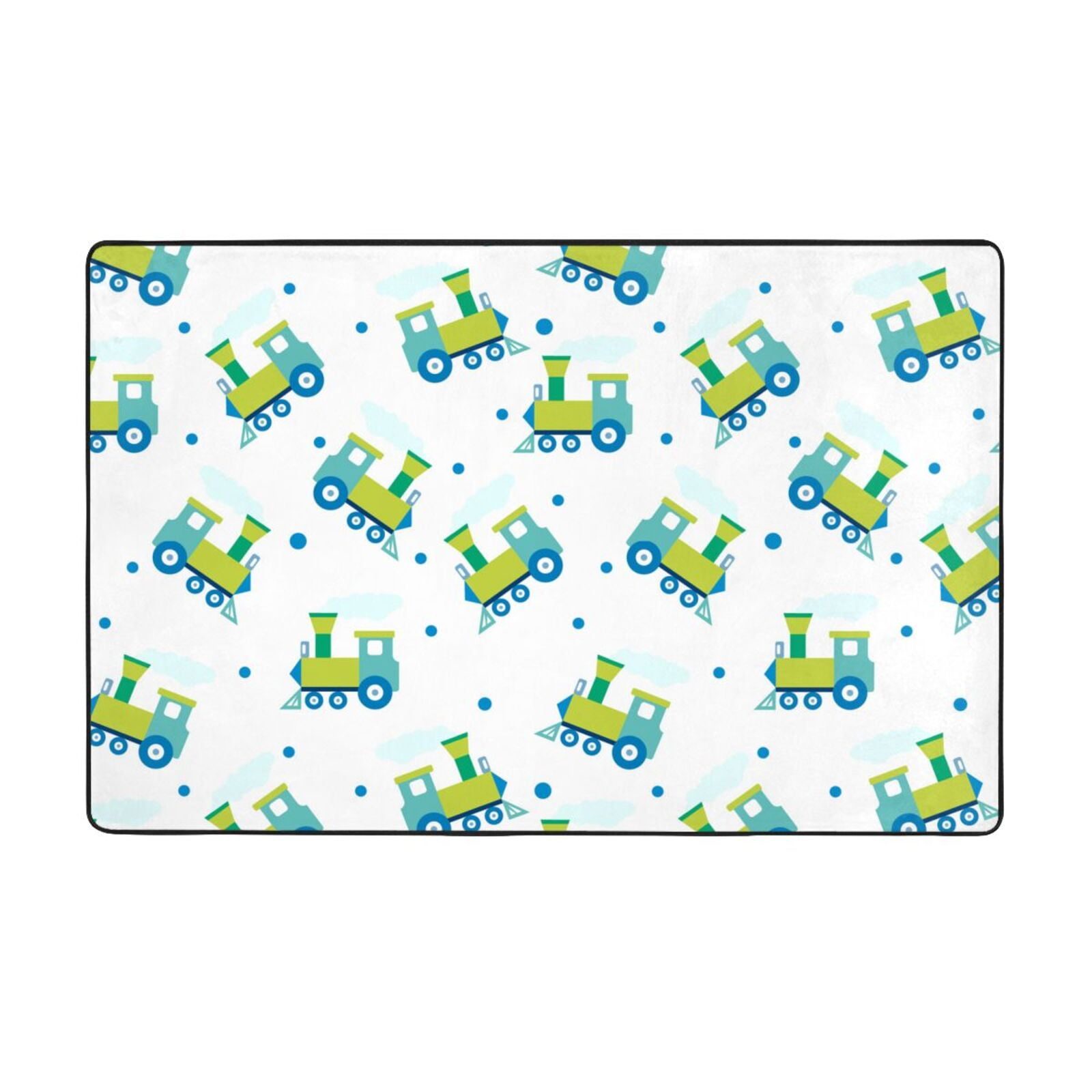 Area Rugs For Living Room Decor - Train Pattern green Anti Slip Throw ...