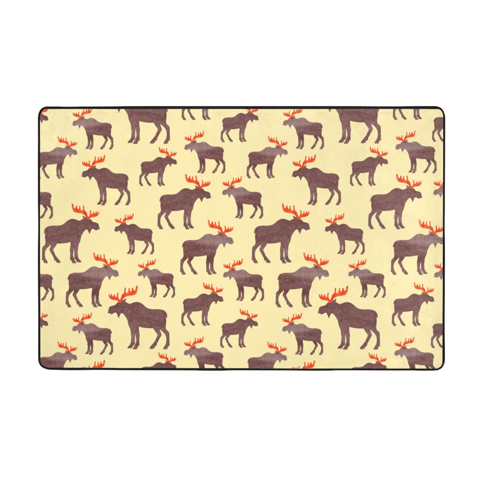 Area Rugs For Living Room Decor - Vintage Moose Elk Yellow Cool Anti ...