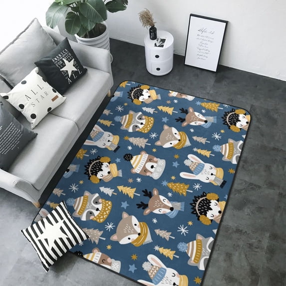 Area Rugs For Living Room Decor - Winter Animal Friends Soft Anti Slip ...
