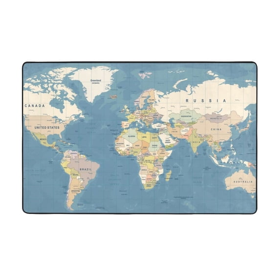 Area Rugs For Living Room Decor - World Map1 Anti Slip Throw Washable ...