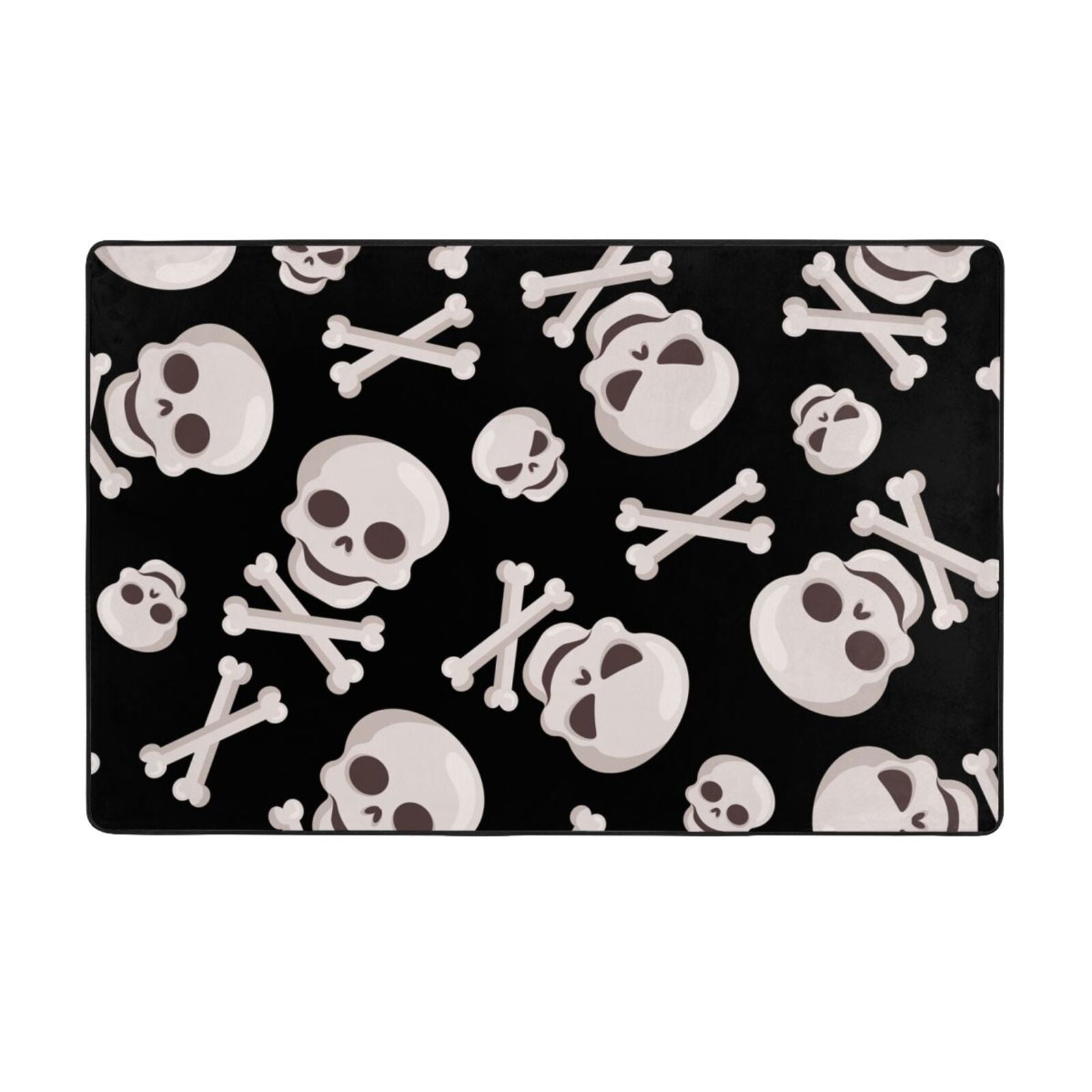 Area Rugs For Living Room Decor - black white Skull bone Anti Slip ...