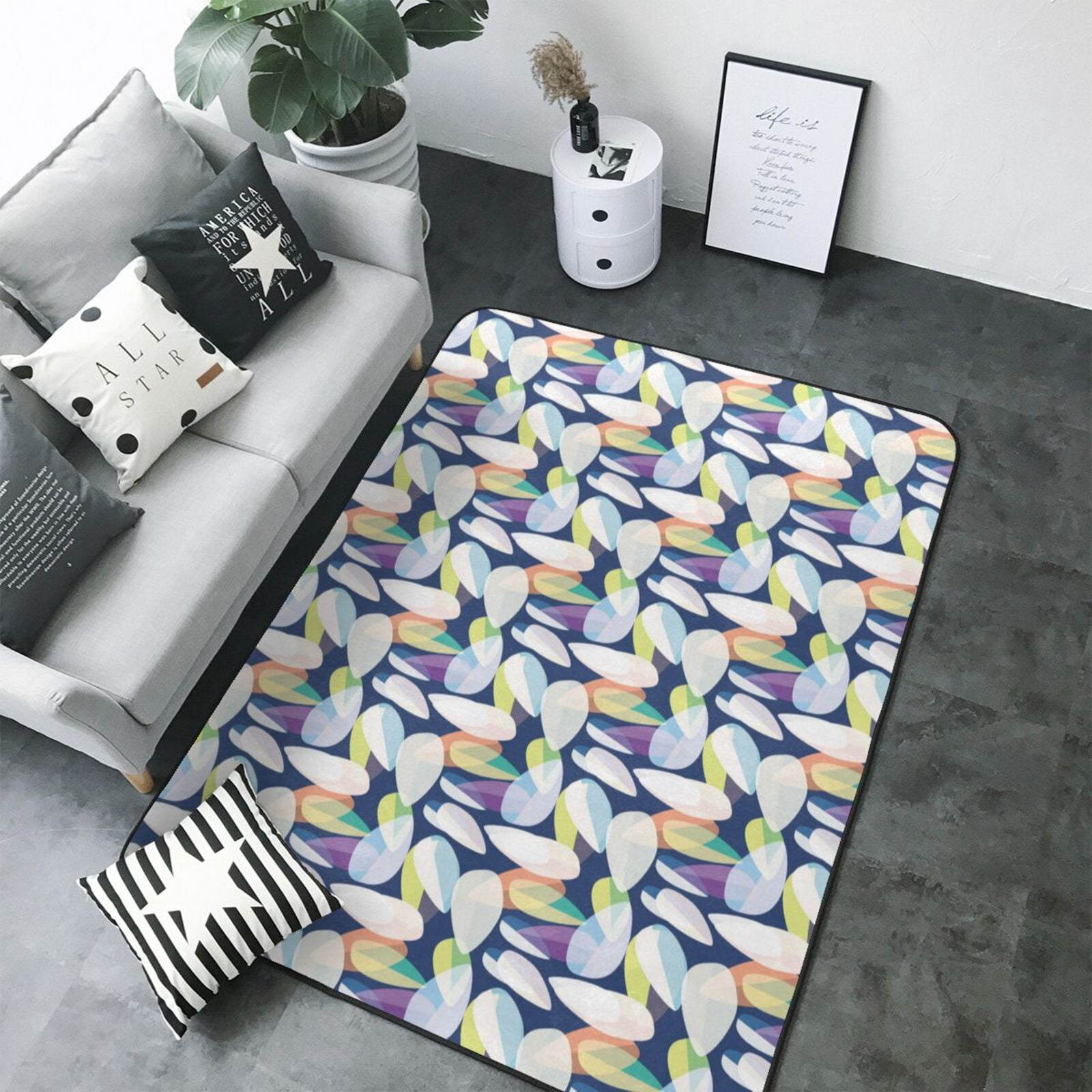 Area Rugs For Living Room Decor - bright colors leaves Soft Anti Slip ...