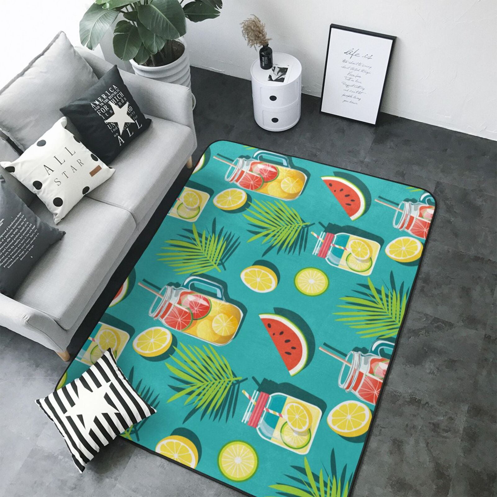 Area Rugs For Living Room Decor - cartoon Lemon juice Soft Anti Slip ...