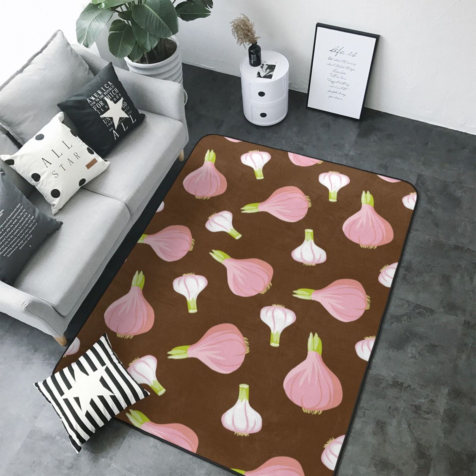Area Rugs For Living Room Decor - cartoon Onion Pattern Anti Slip Throw ...