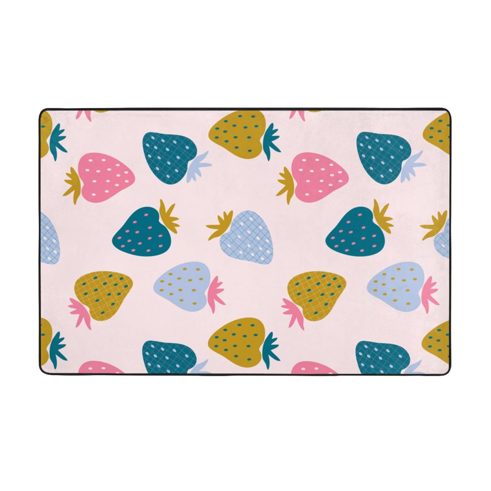 Area Rugs For Living Room Decor - cartoon strawberries Anti Slip Throw ...