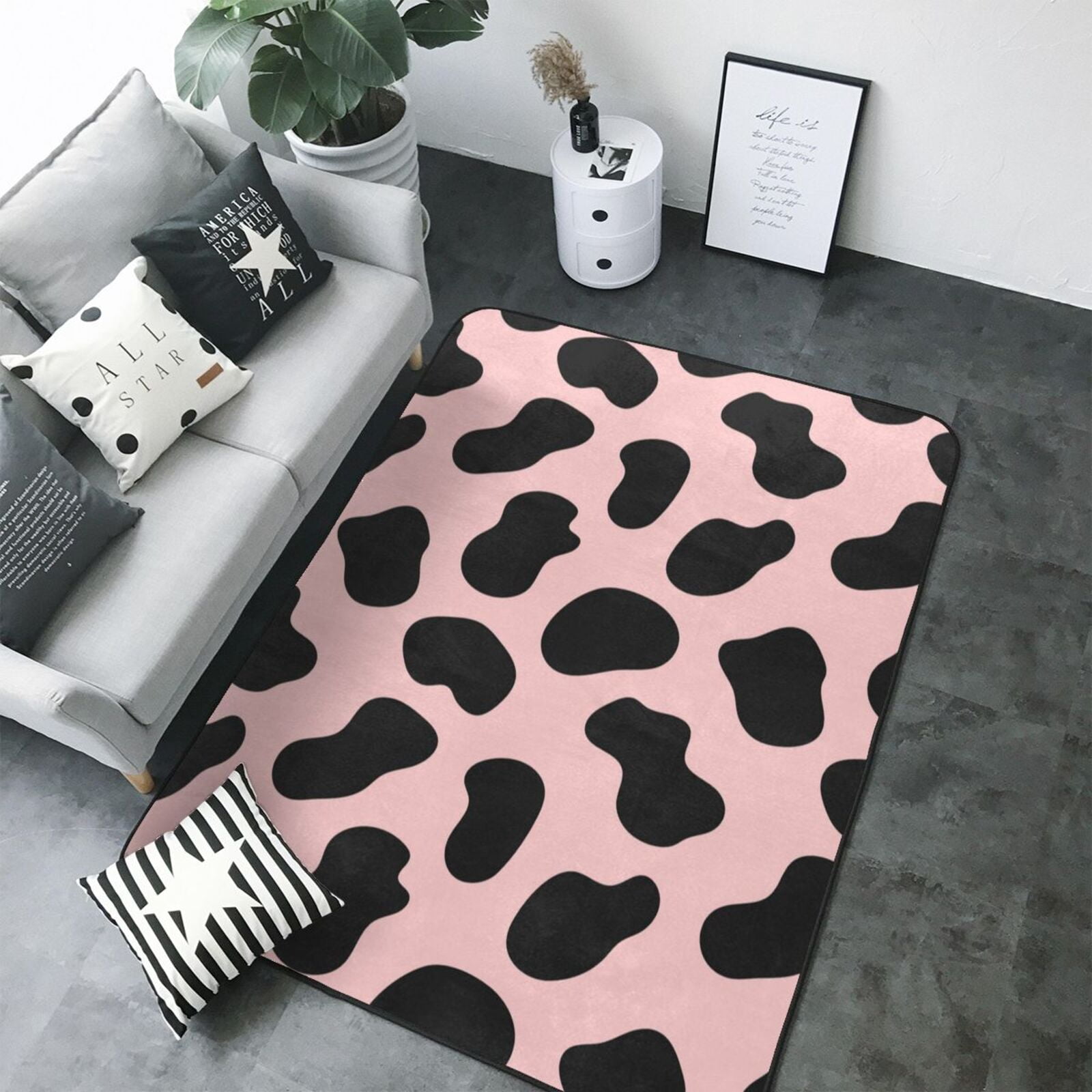 Area Rugs For Living Room Decor - cow spots Cute girly print Soft Anti ...