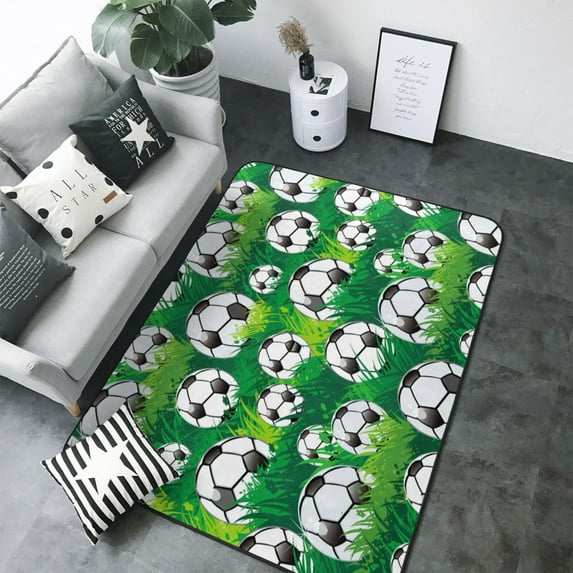 Area Rugs For Living Room Decor - soccer Football ball green grass Anti ...