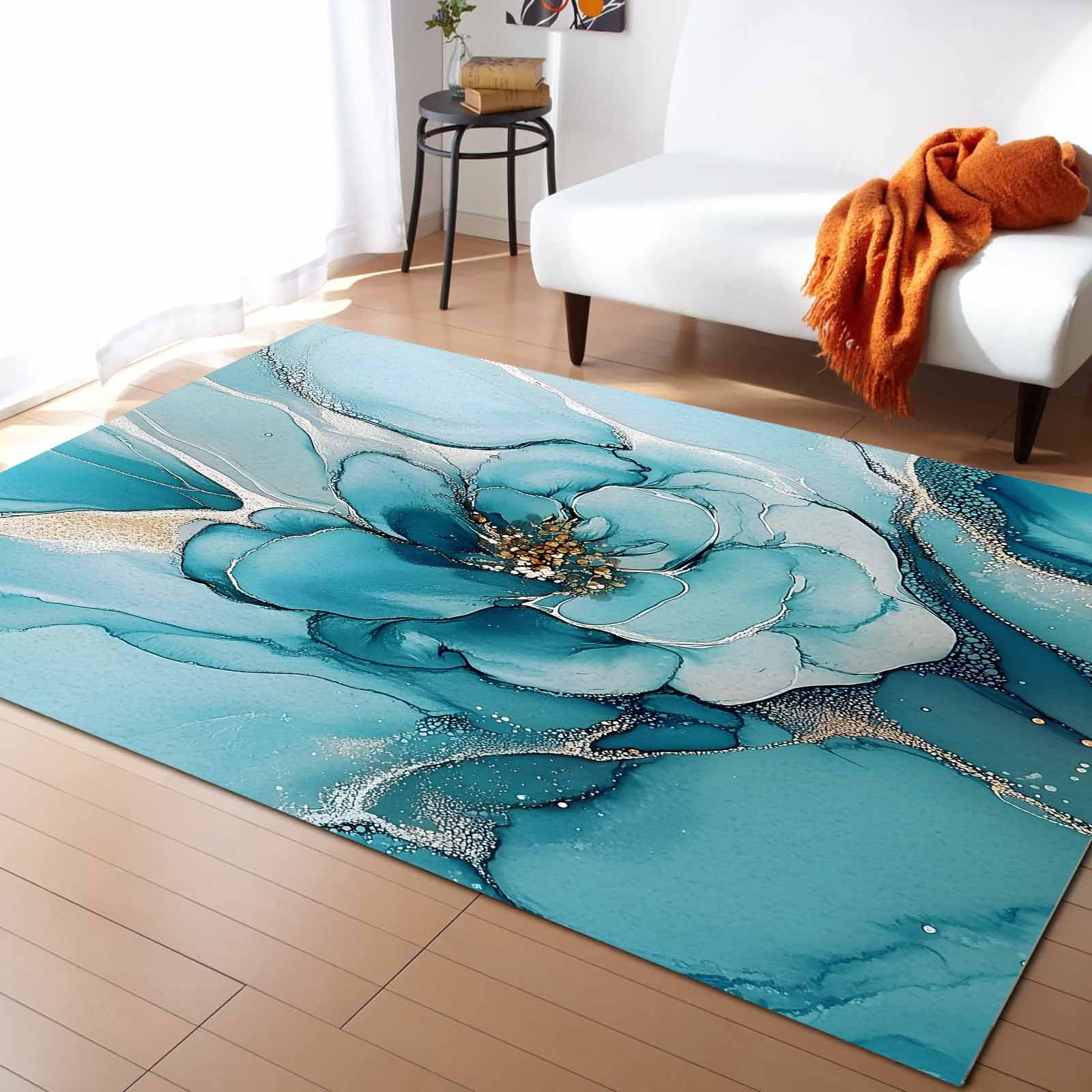 Area Rugs Indoor Non-Slip Rectangle Rug 2.7x5 Ft Abstract Marble ...