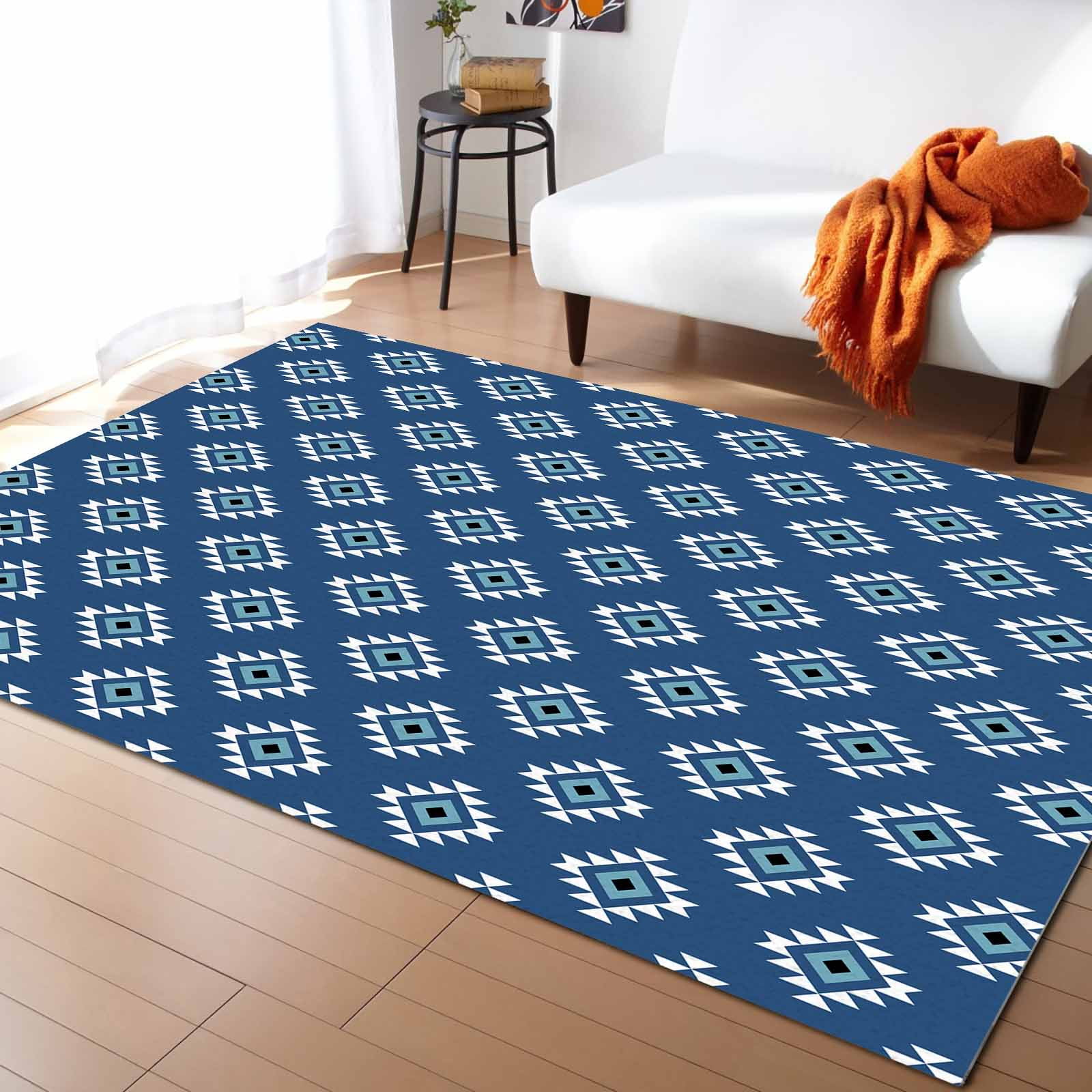 Area Rugs Indoor Non-Slip Rectangle Rug 2.7x5 Ft Classic Blue Pattern ...