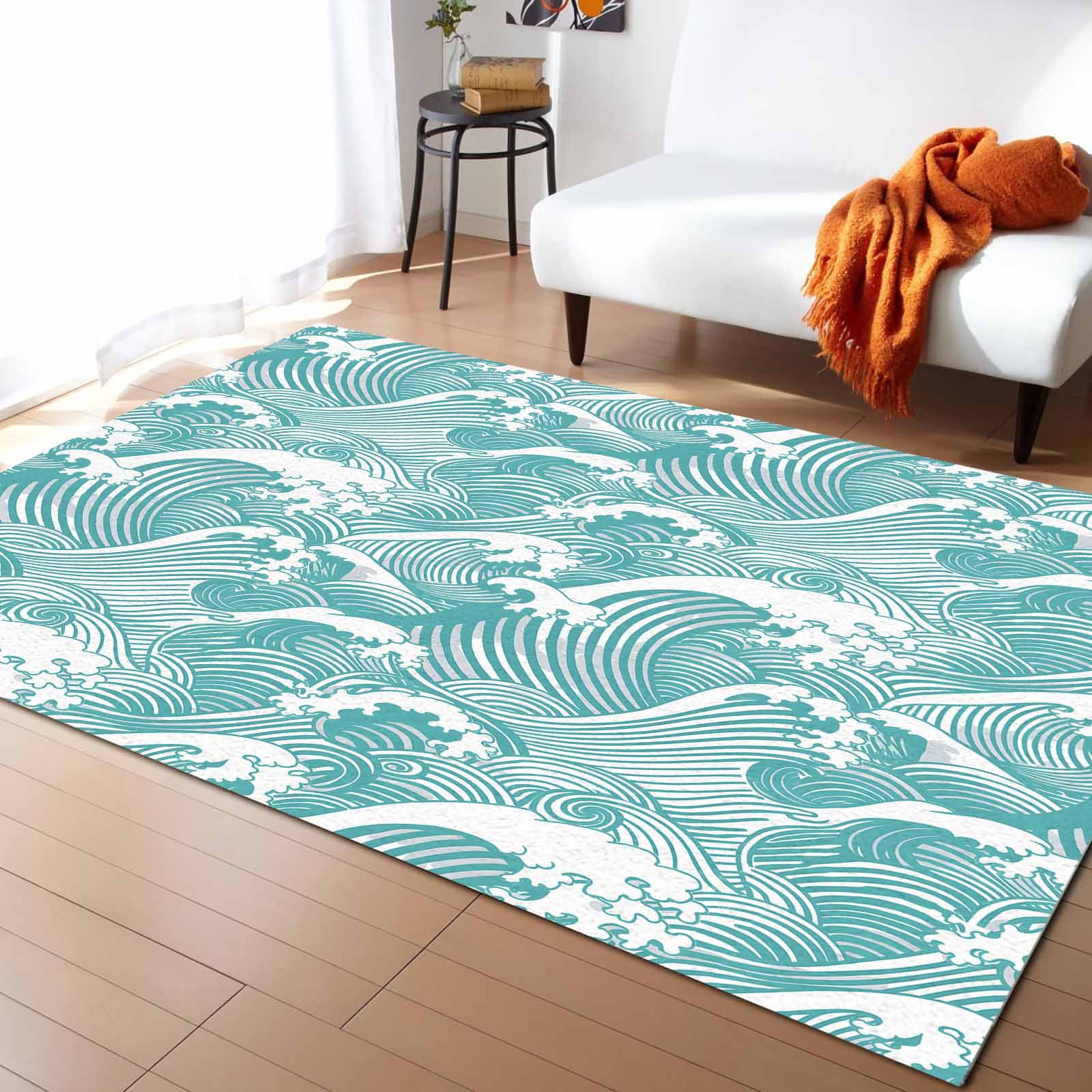 Area Rugs Indoor Non-Slip Rectangle Rug 2.7x5 Ft Classic Green Ocean ...