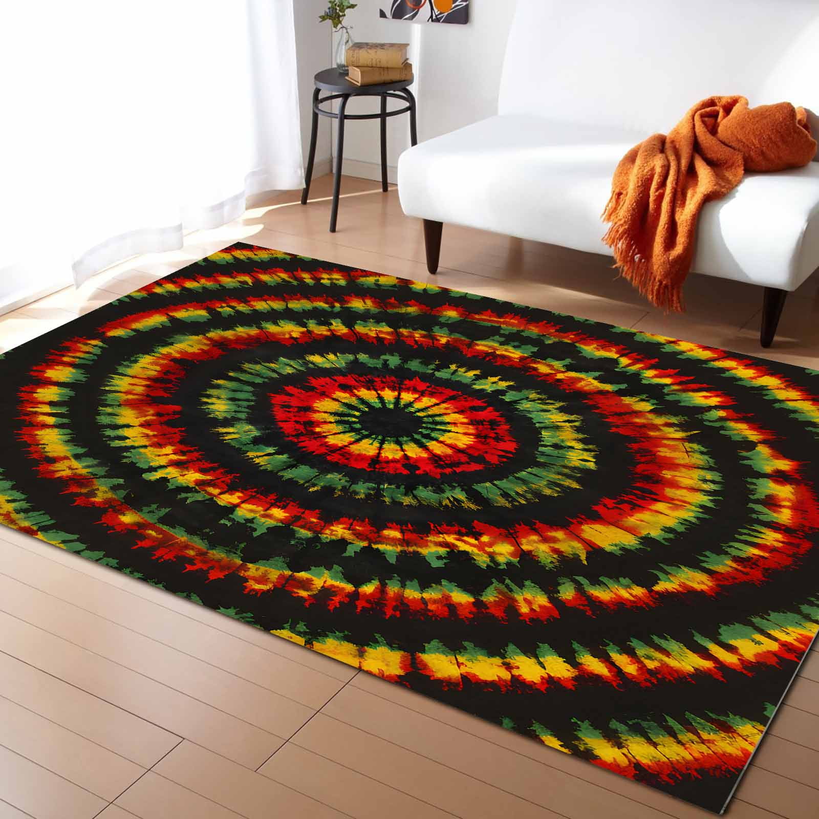 Area Rugs Indoor Non-Slip Rectangle Rug 2.7x5 Ft Color Gradient Tie Dye ...