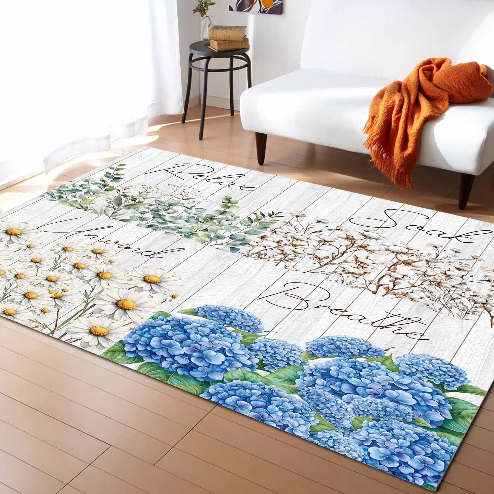 Area Rugs Indoor Non-Slip Rectangle Rug 2.7x5 Ft Retro Eucalyptus ...