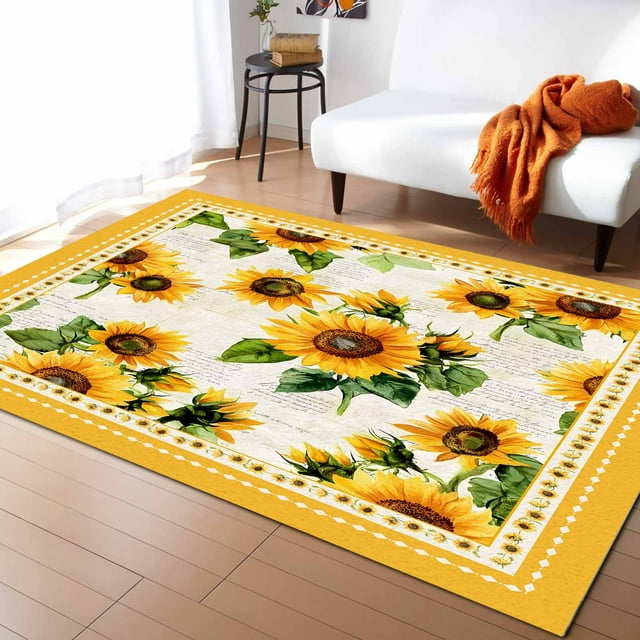 Area Rugs Indoor Non-Slip Rectangle Rug 2.7x5 Ft Sunflower Farmhouse ...