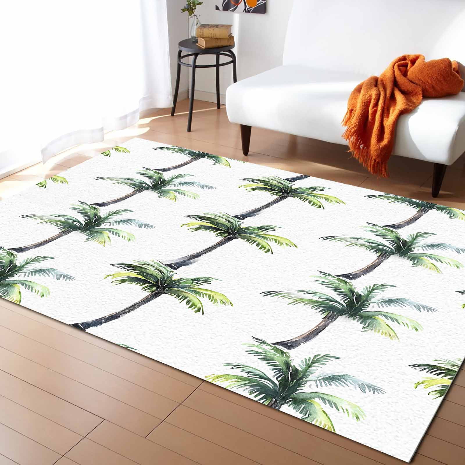 Area Rugs Indoor Non-Slip Rectangle Rug 2.7x5 Ft Tropical Tree Green ...