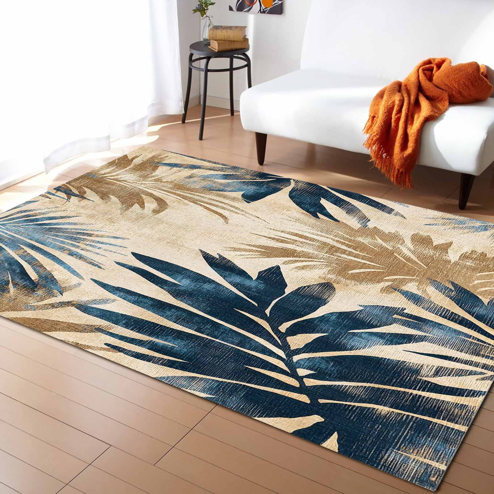 Area Rugs Indoor Non-Slip Rectangle Rug 2.7x5 Ft Vintage Leaves ...