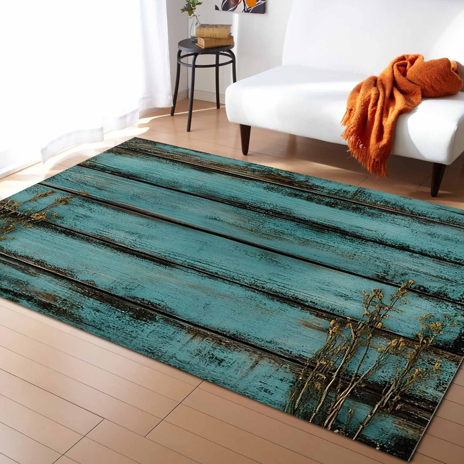 Area Rugs Indoor Non-Slip Rectangle Rug 2.7x5 Ft Wood Stripes Sage ...