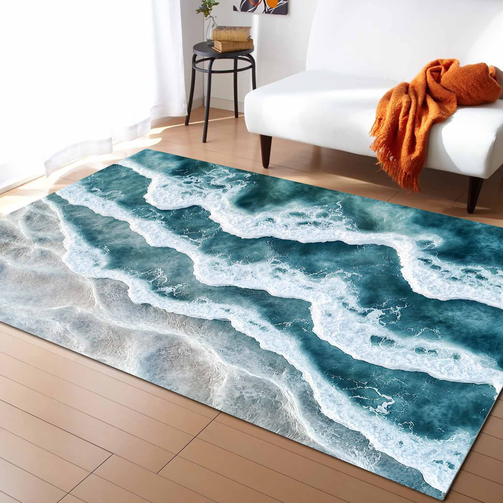 Area Rugs Indoor Non-Slip Rectangle Rug 2x3 Ft Abstract Beach Wave ...