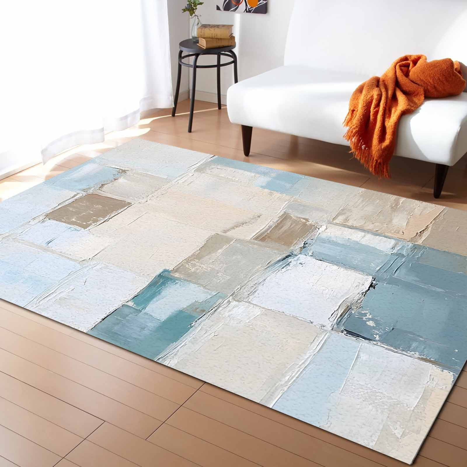Area Rugs Indoor Non-Slip Rectangle Rug 2x3 Ft Abstract Color Block ...