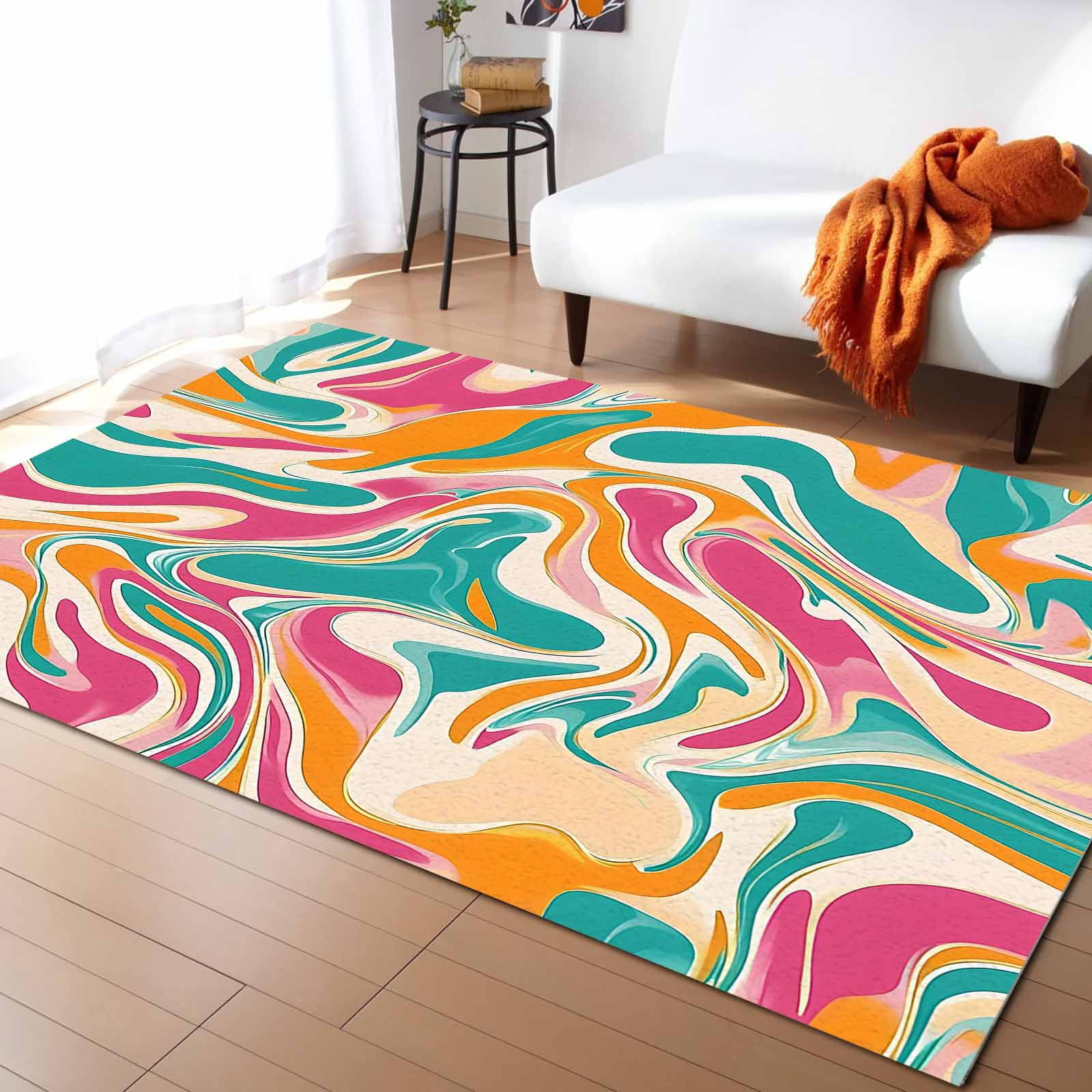 Area Rugs Indoor Non-Slip Rectangle Rug 2x3 Ft Abstract Waves Water ...