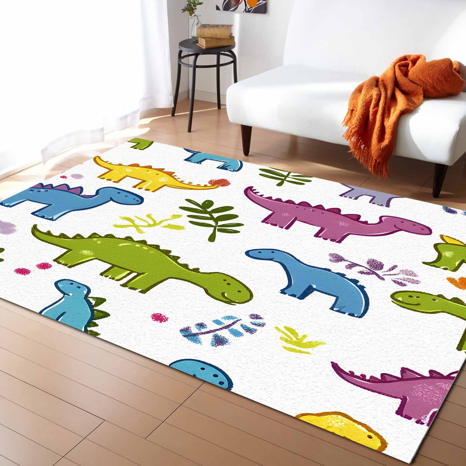 Area Rugs Indoor Non-Slip Rectangle Rug 2x3 Ft Cartoon Dinosaur Simple ...